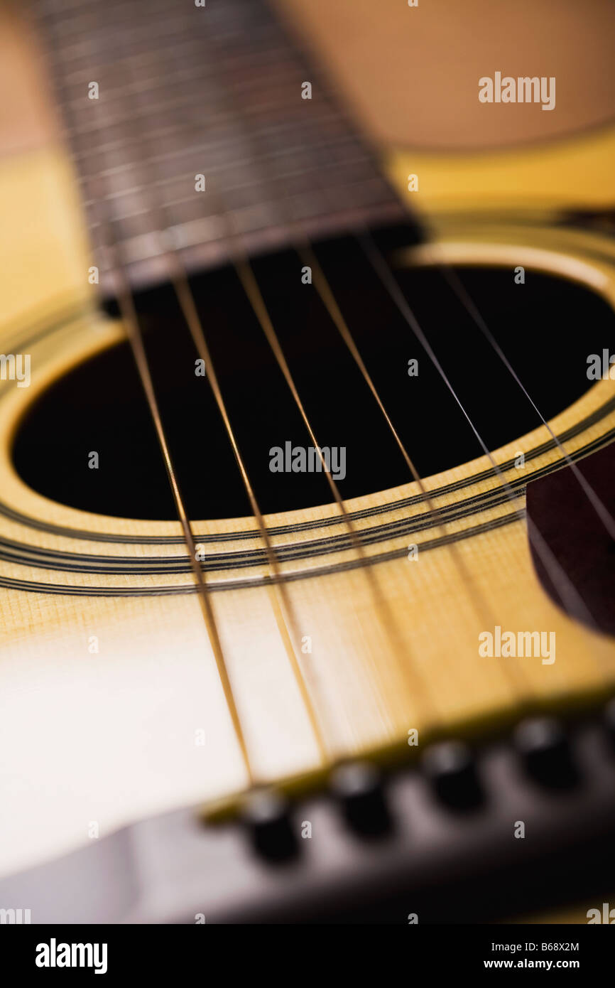 Strings of acoustic guitar, close-up Stock Photo - Alamy