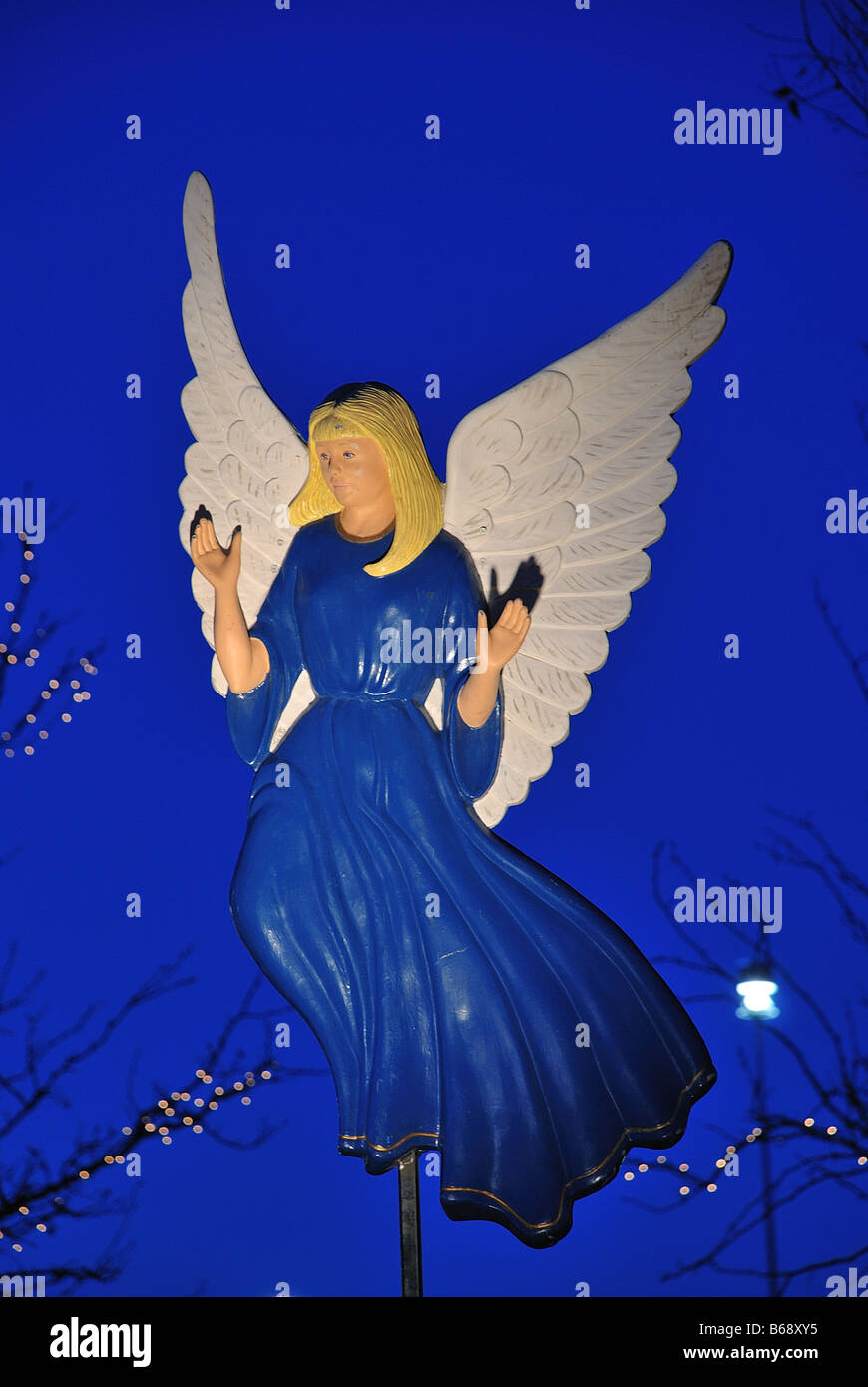 Angel over a Nativity display Stock Photo - Alamy