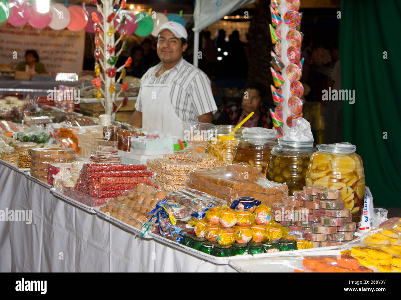 Oaxaca, Mexico. Day of the Dead. Candy Vendor outside entrance to San ...