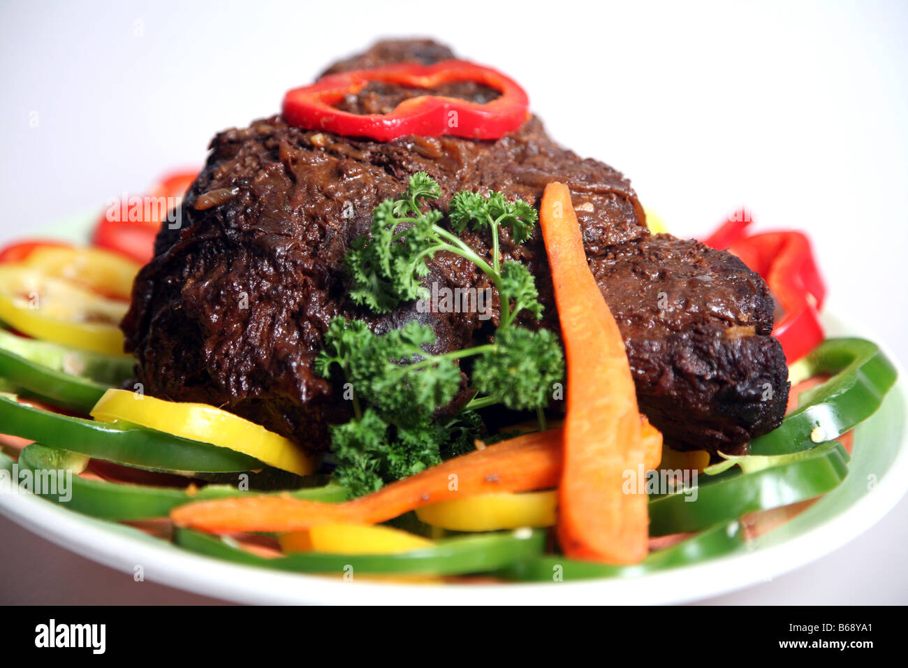 Caribbean meal with beef and vegetables Stock Photo - Alamy