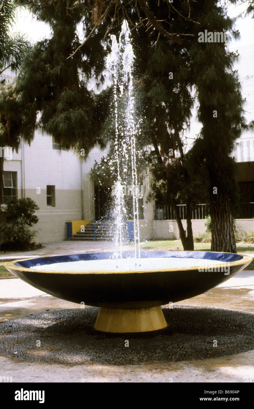 Fountain on campus of Anaheim High School in California, USA Stock ...
