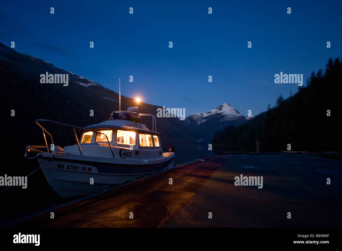 USA Alaska Misty Fjords National Monument C Dory moored along floating ...