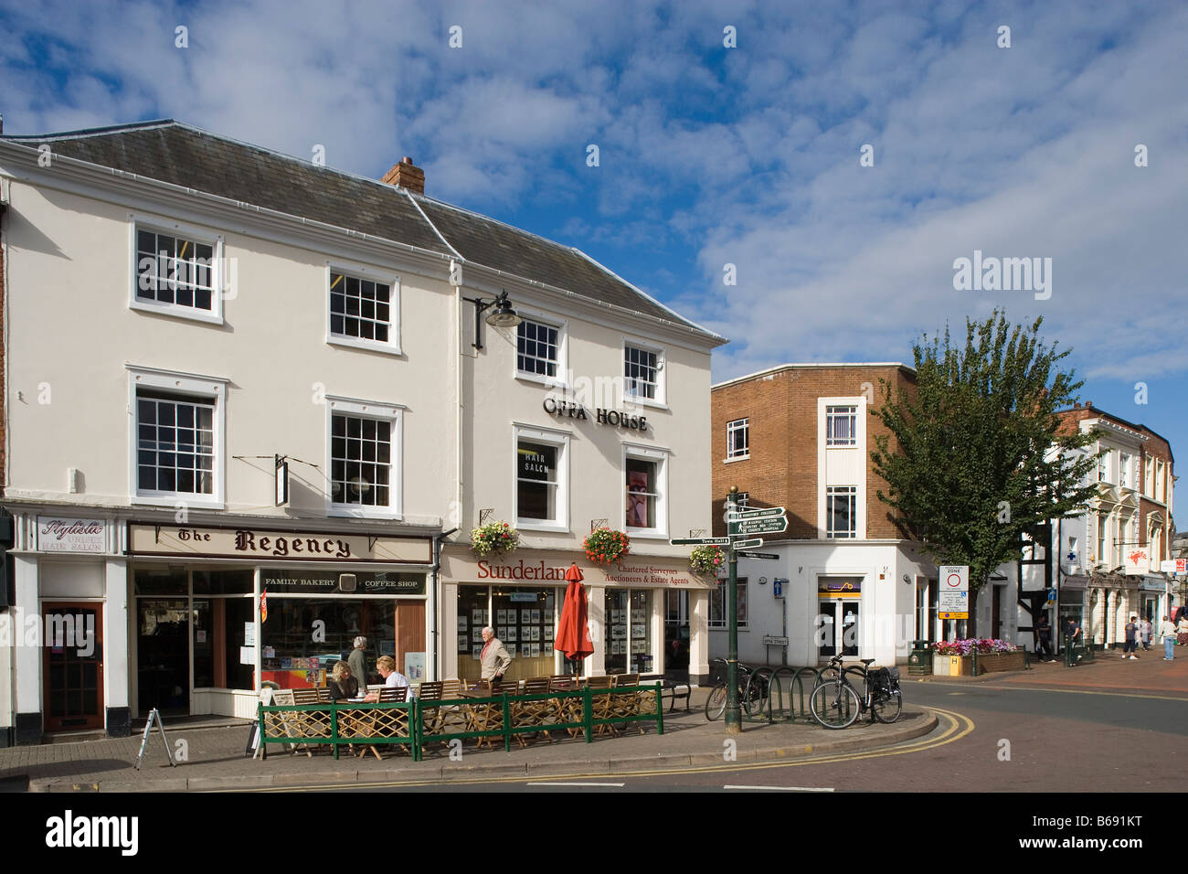 Hereford High Town Commercial Street typical buildings Herefordshire UK ...