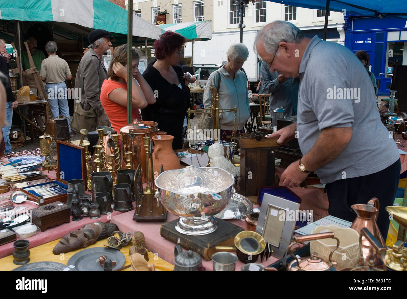 Ludlow Castle Square Old Market Square flea market Shropshire UK Great ...