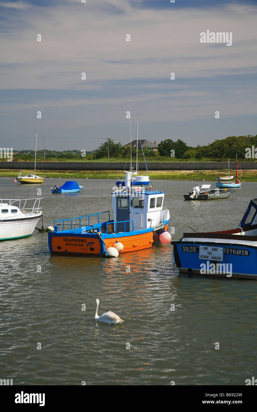 Assorted yachts and dingies in Keyhaven harbour Hampshire England UK ...