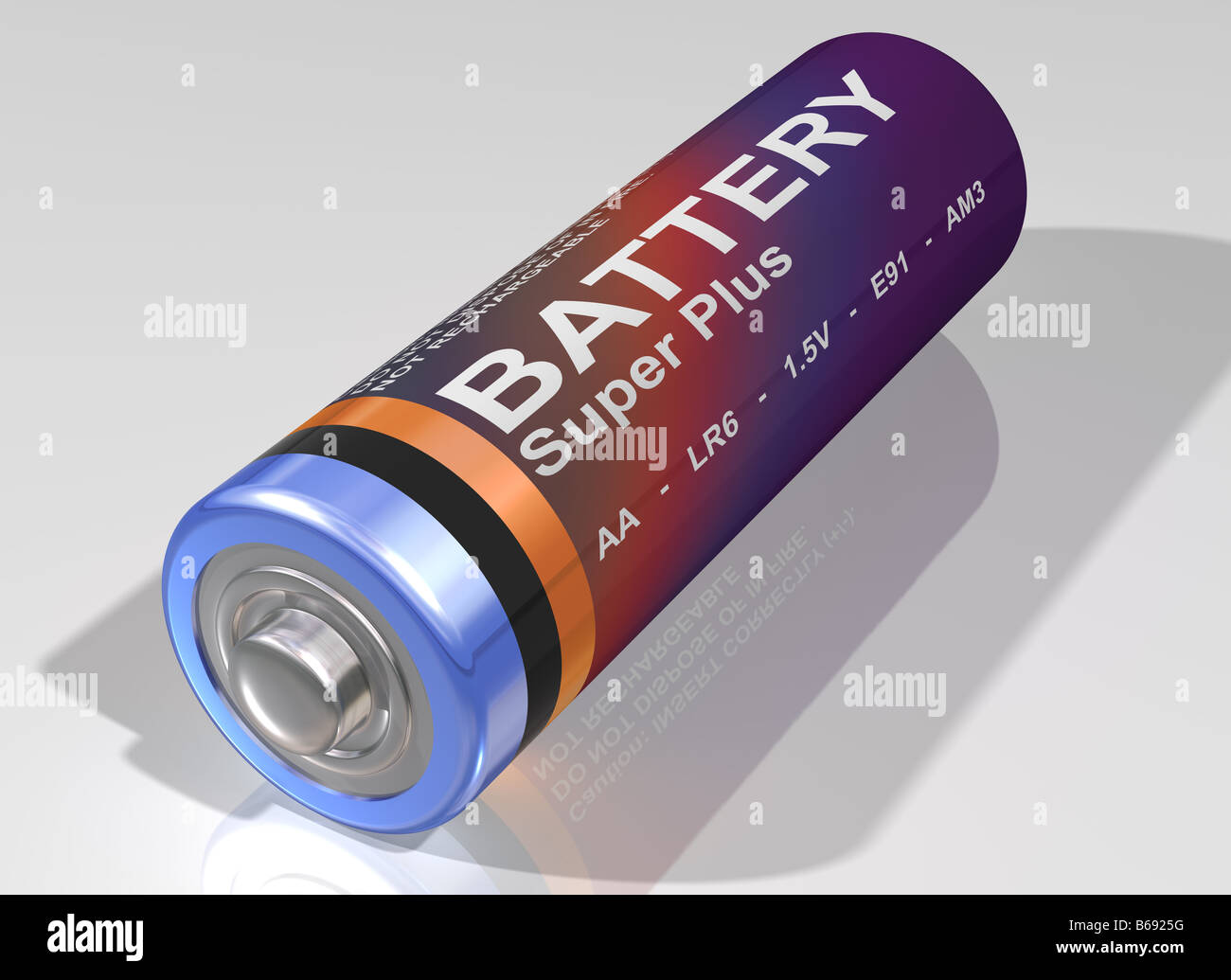 Illustration of a single battery lying by itself Stock Photo - Alamy
