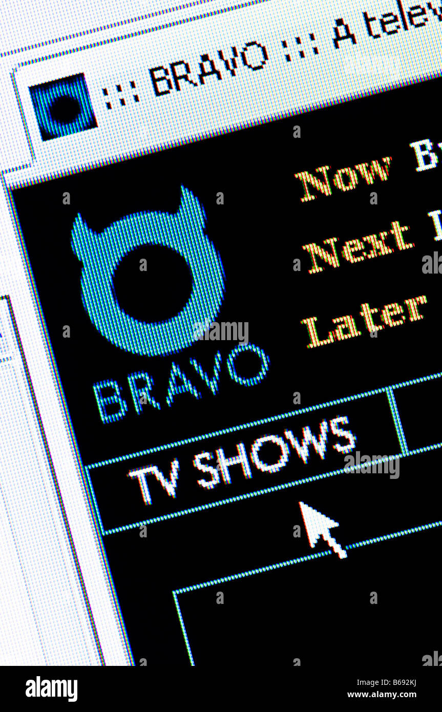Macro screenshot of Bravo tv channel website Editorial use only Stock ...