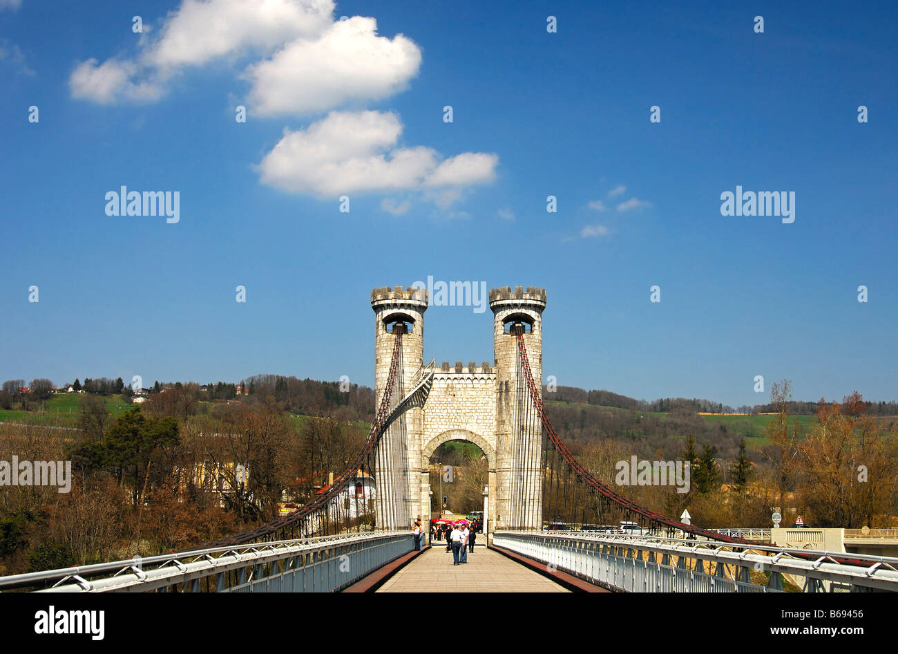 Charles Albert bridge Pont de la Caille, oldest cable stayed bridge of ...