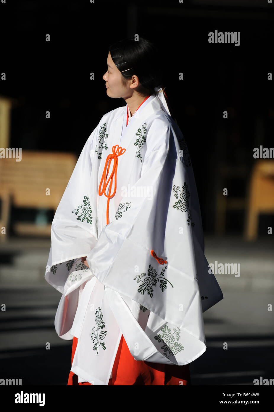 A Miko Shrine Maiden at Meiji Shrine Tokyo Japan Stock Photo - Alamy