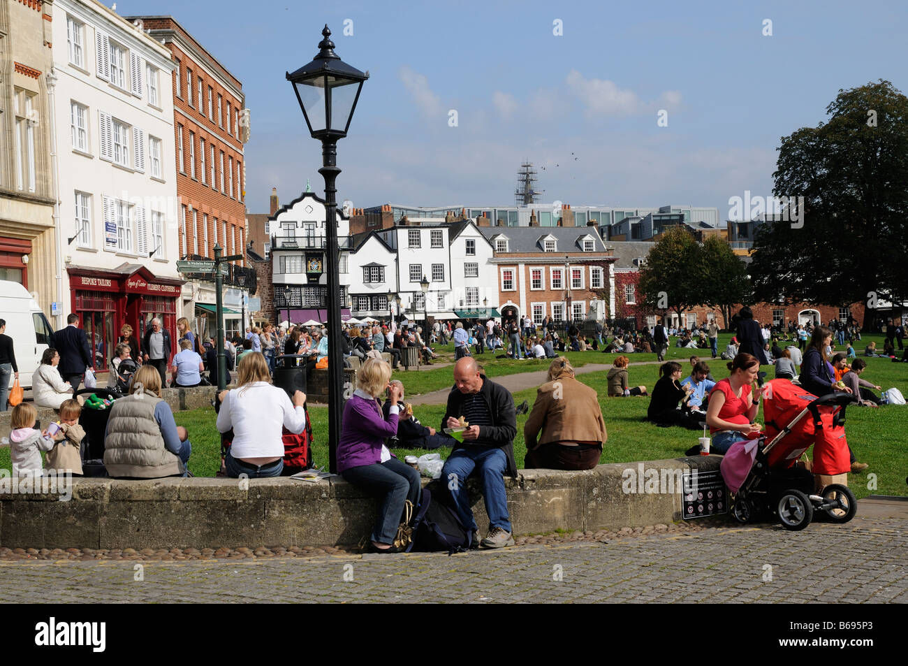 Exeter Cathedral Green in the city centre Exeter south Devon England UK ...