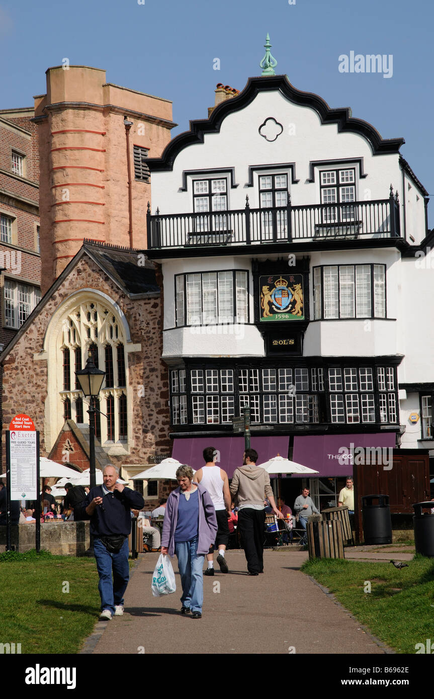Cathedral Green historic buildings in Exeter city centre Devon England ...