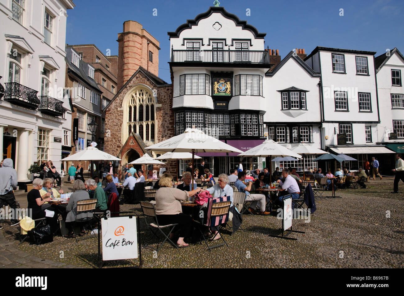 Cathedral Green Exeter historic buildings and alfresco dining in the ...