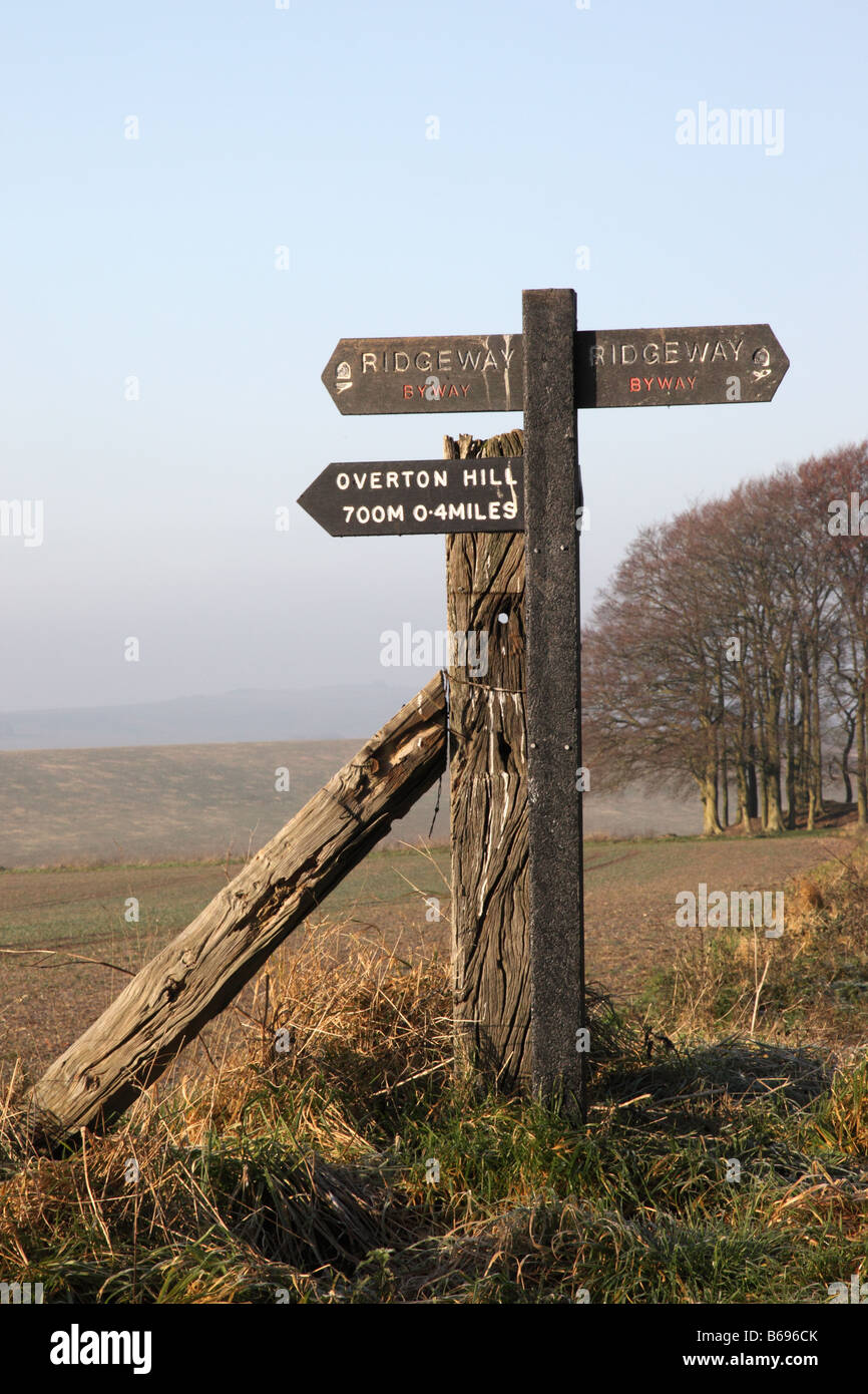 Wooden Sign Post along The Ridgway, Nr Marlborough, Wiltshire, England ...