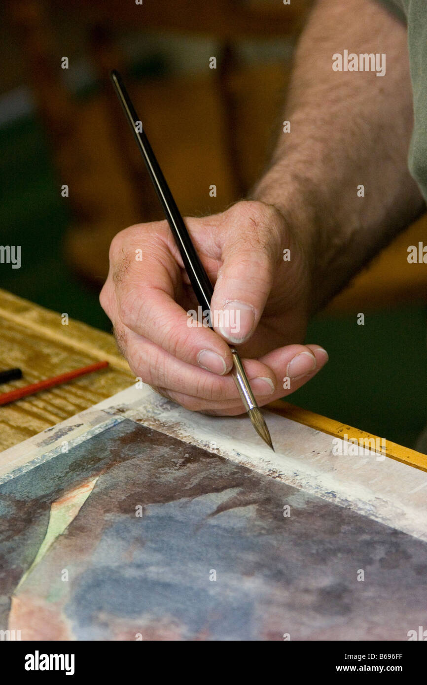 Artist painting with watercolor hi-res stock photography and images - Alamy