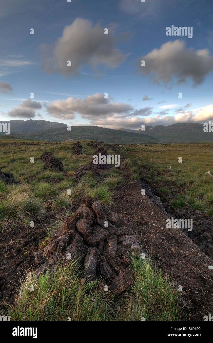 Connemara Turf stack pile heap mound ready to take draw bring home in a ...
