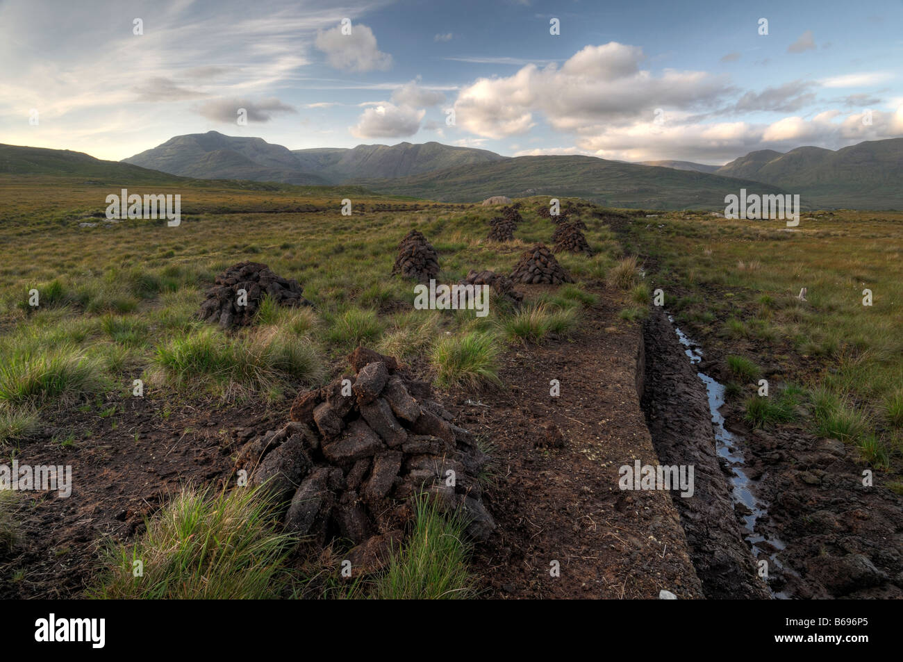 Connemara Turf stack pile heap mound ready to take draw bring home in a ...