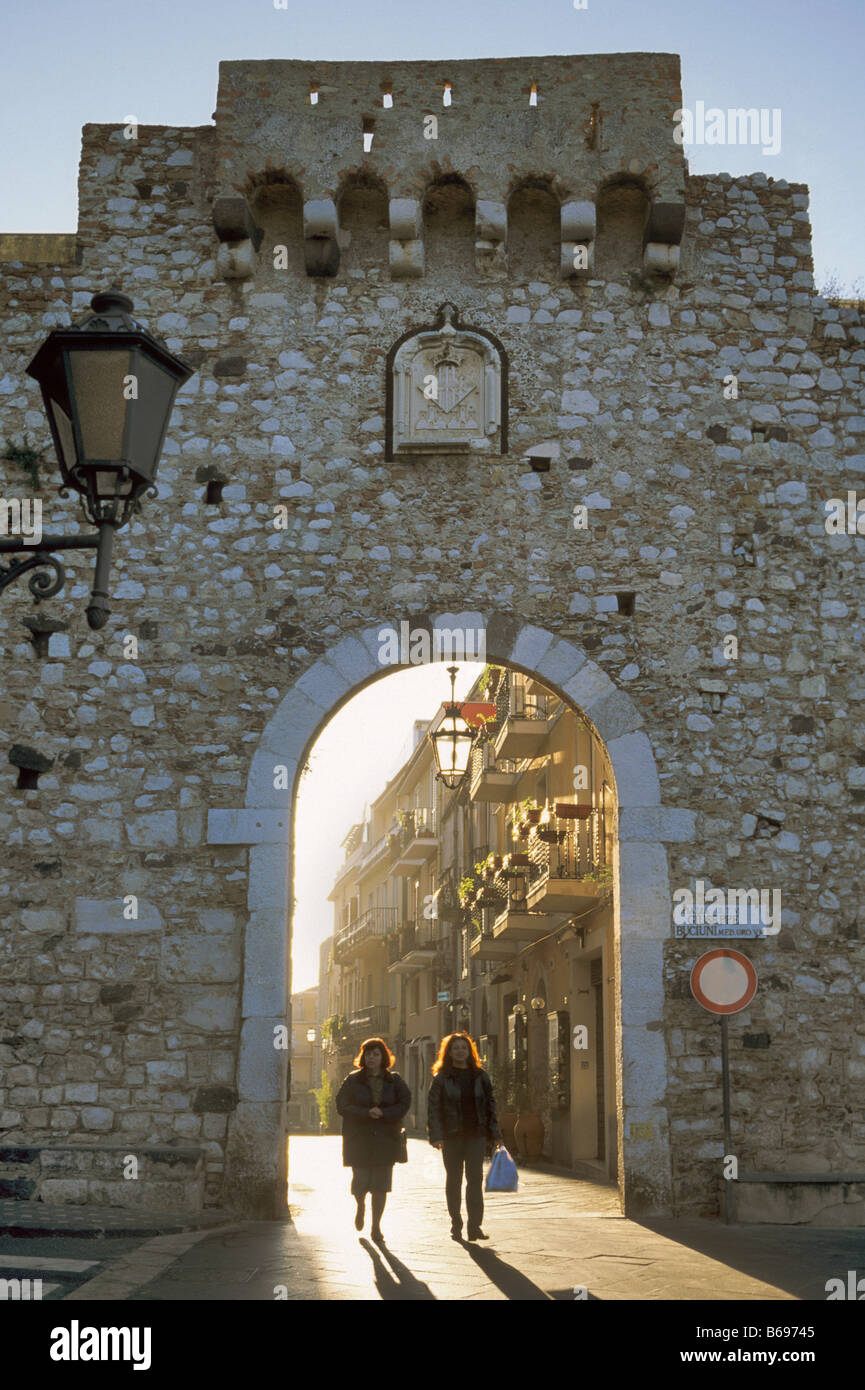 Porta Catania gate in Taormina Messina province Sicily Italy Stock ...