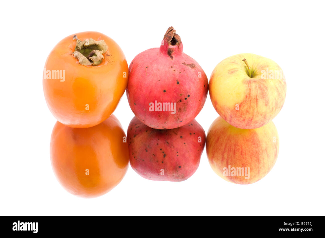 object on white food persimmon apple on white Stock Photo - Alamy