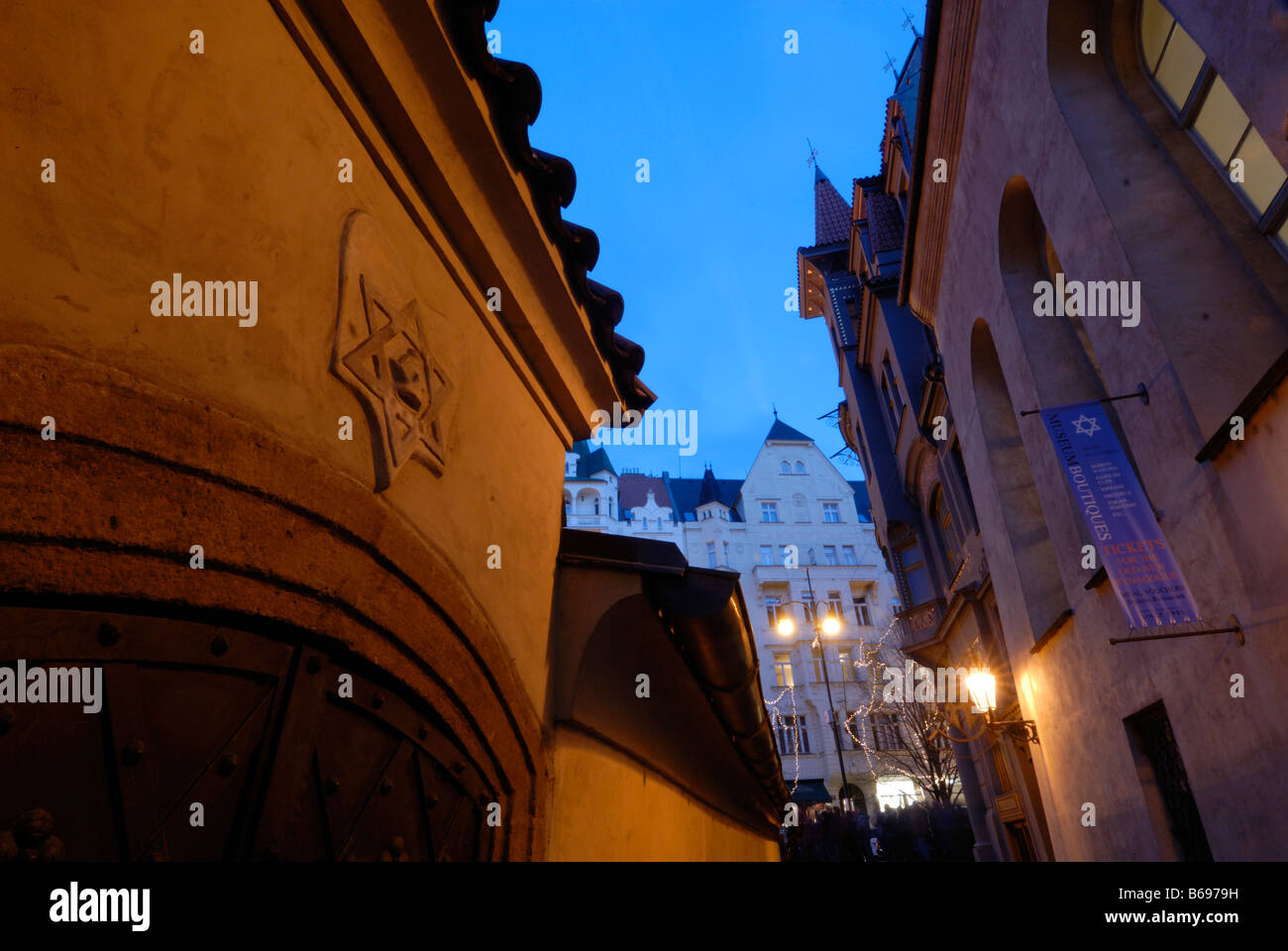Old New Synagogue Staronova Synagoga at night Jewish Quarter Prague ...