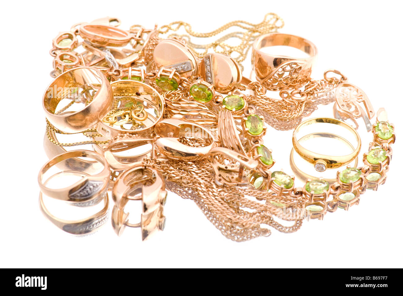 object on white Golden valuable macro Stock Photo - Alamy