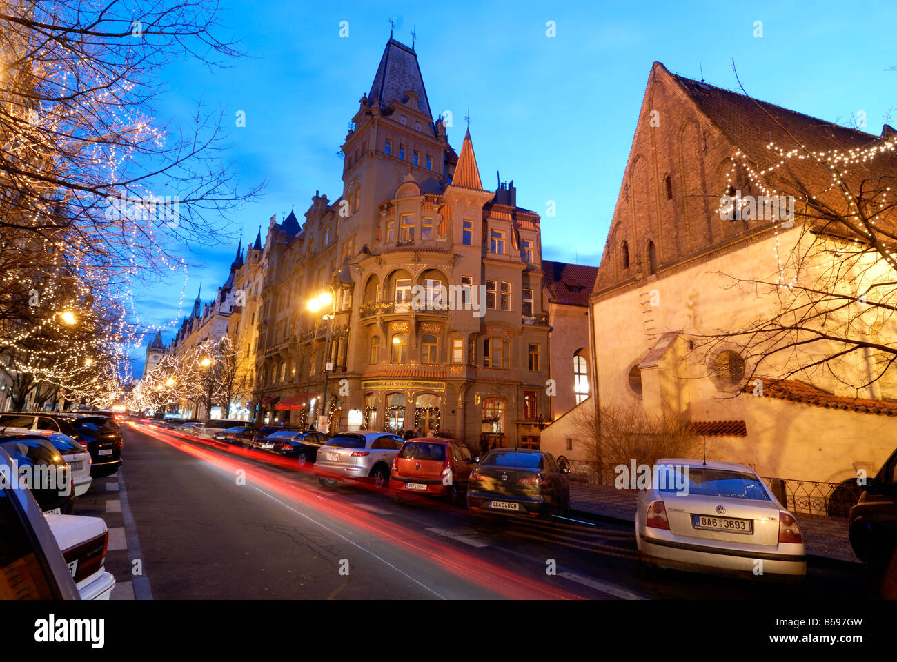 Old New Synagogue Staronova Synagoga at night Jewish Quarter Prague ...