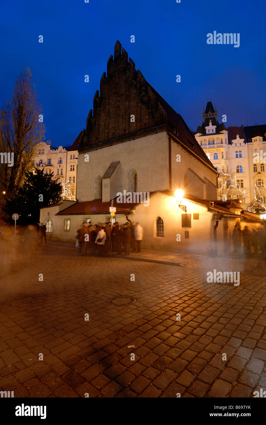 Old New Synagogue Staronova Synagoga at night Jewish Quarter Prague ...
