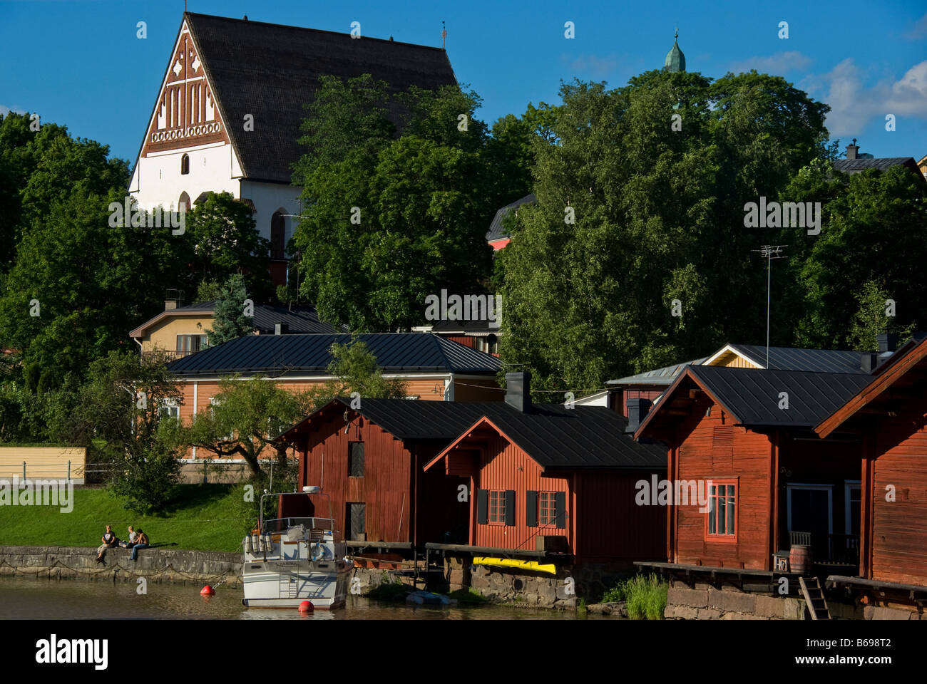 The Porvoo Cathedral and the waterfront storehouses Stock Photo - Alamy
