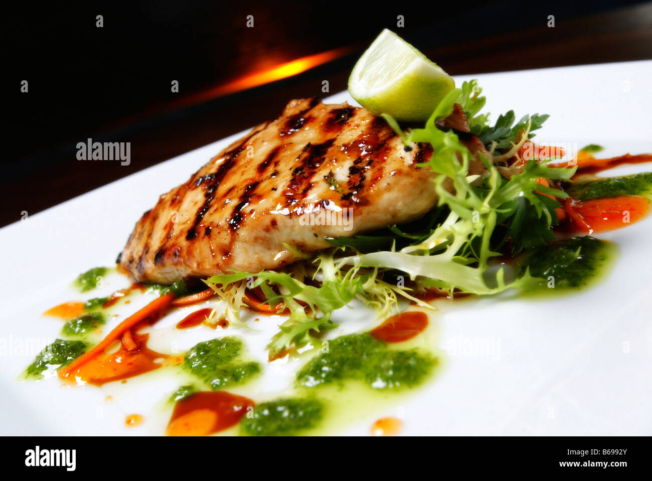 Chicken asian fusion dish Stock Photo - Alamy