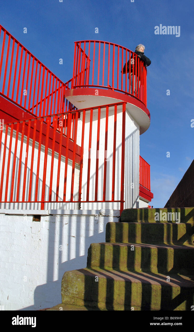 A detail of the fog horn tower at Arbroath harbour Stock Photo - Alamy