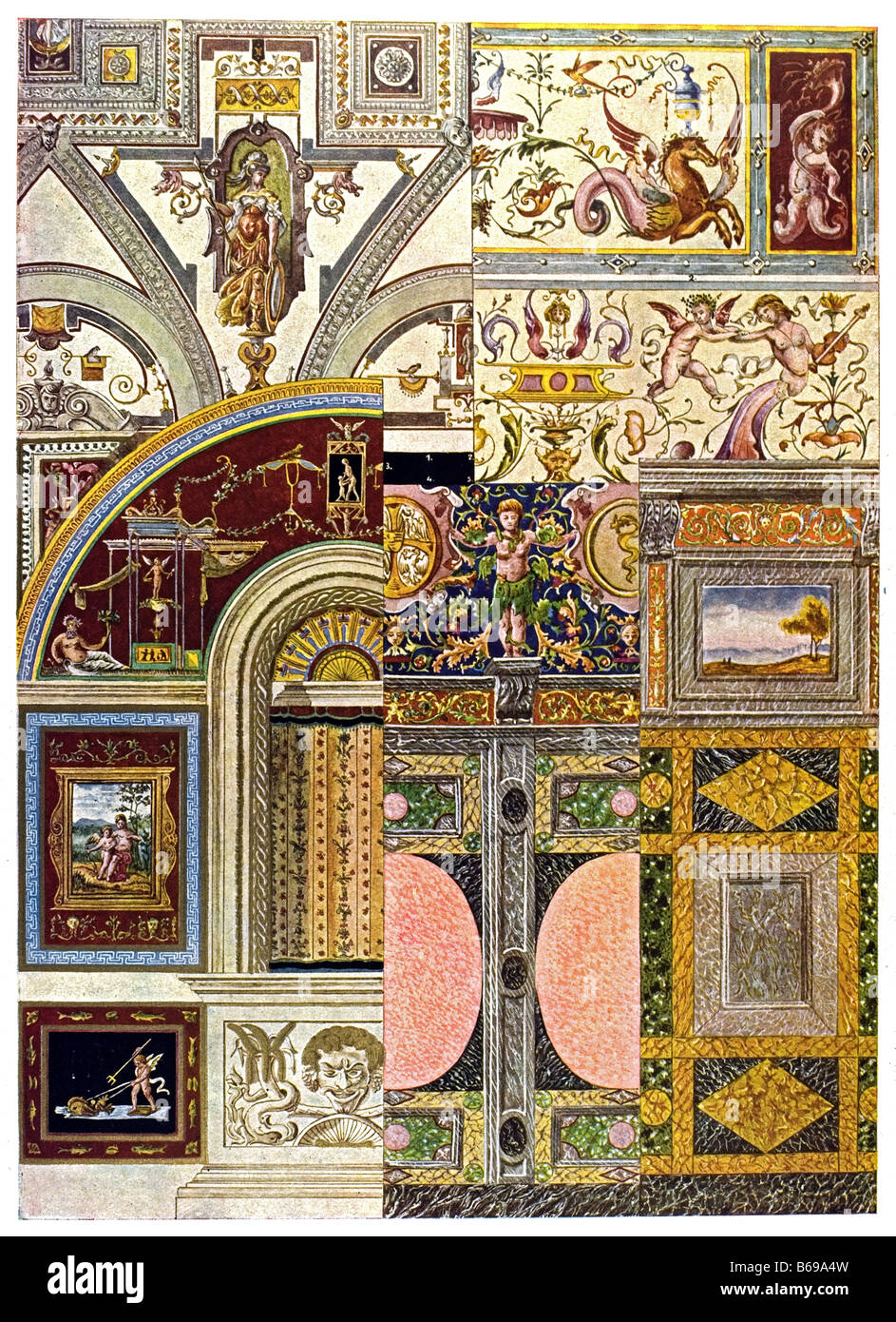 The Italian Ornament, Mural Wall decorations Stock Photo - Alamy