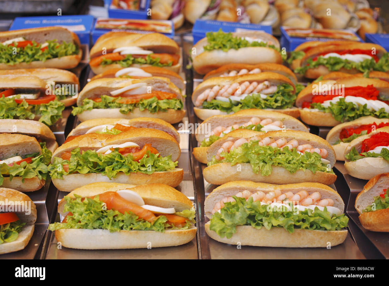 Selection of seafood sandwiches, Salzburg, Austria Stock Photo - Alamy