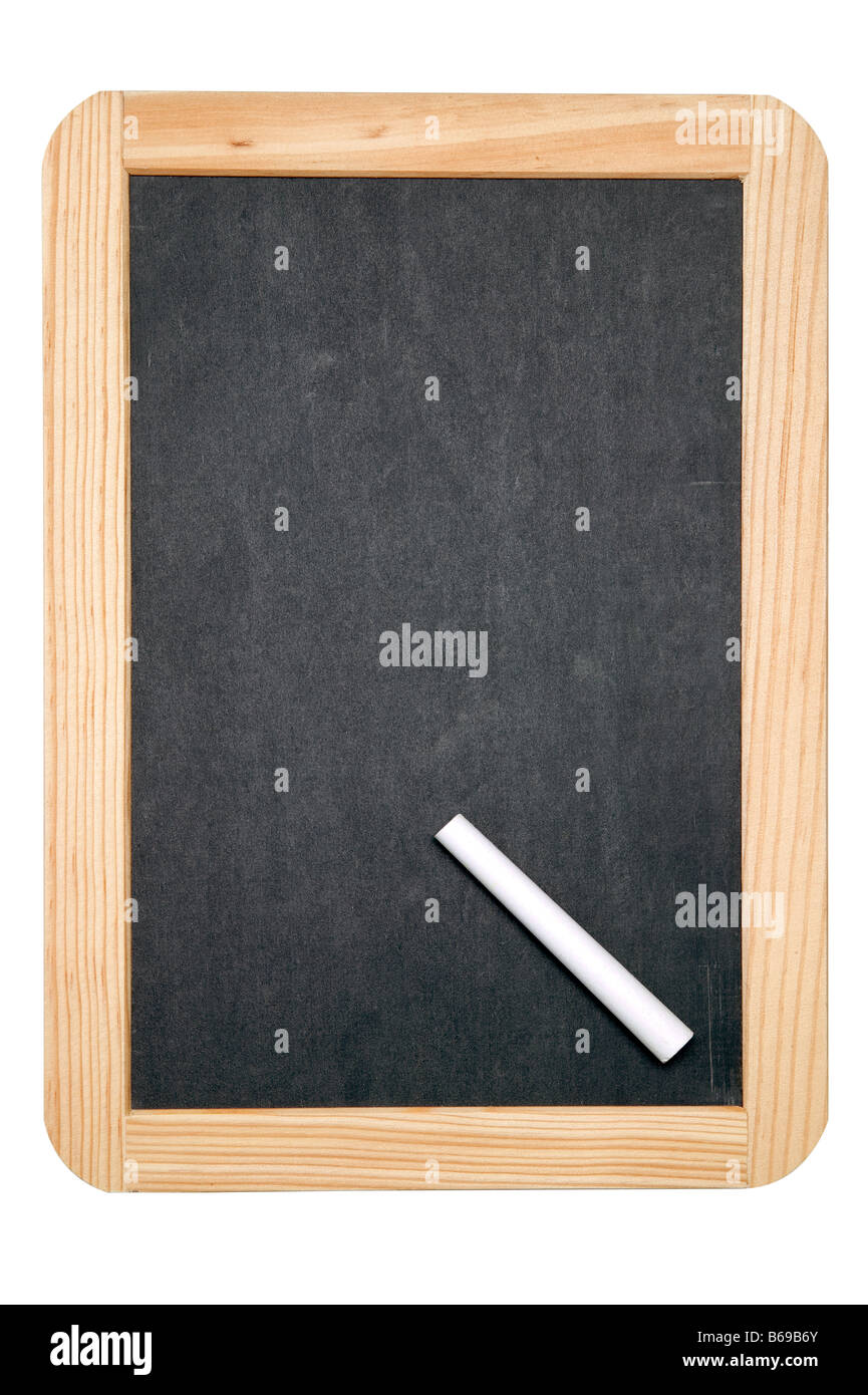 Blackboard writing tablet and white chalk includes a clipping path ...