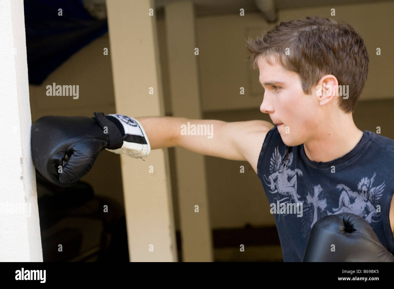 Side view caucasian boxer practicing hi-res stock photography and ...