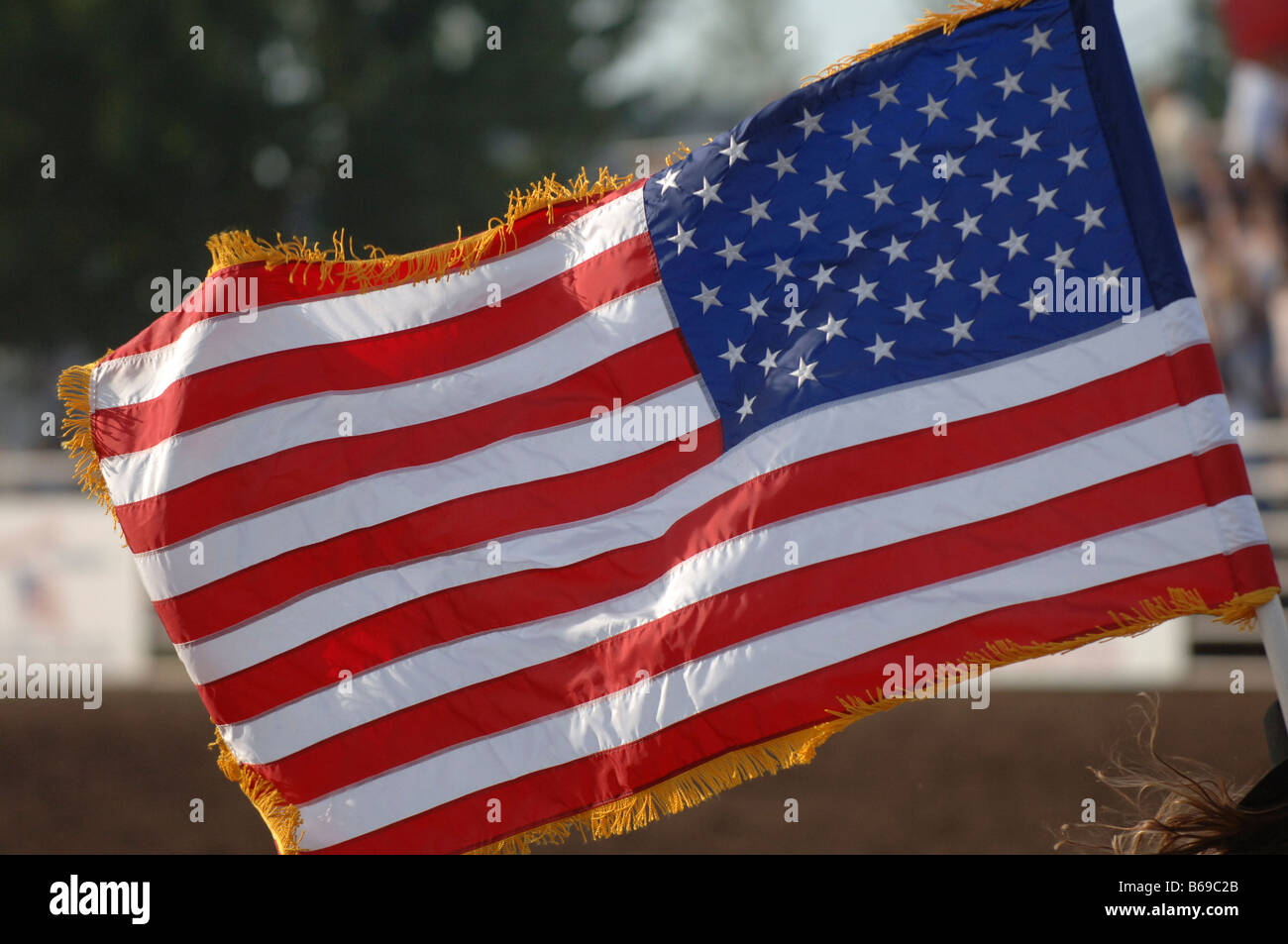 US flag fringed waving Stock Photo - Alamy