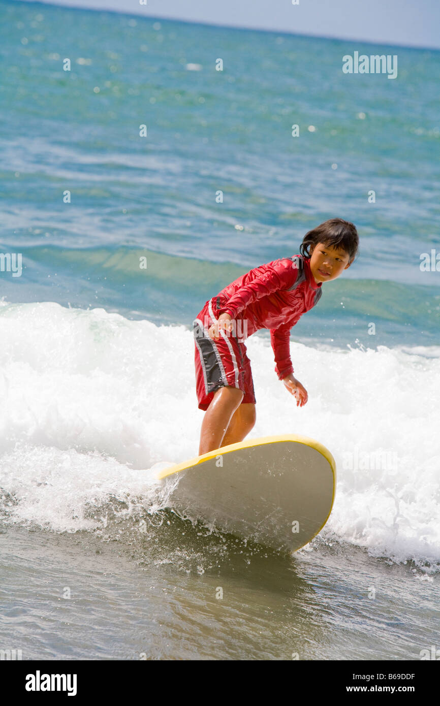Girl surfing in the sea Stock Photo - Alamy