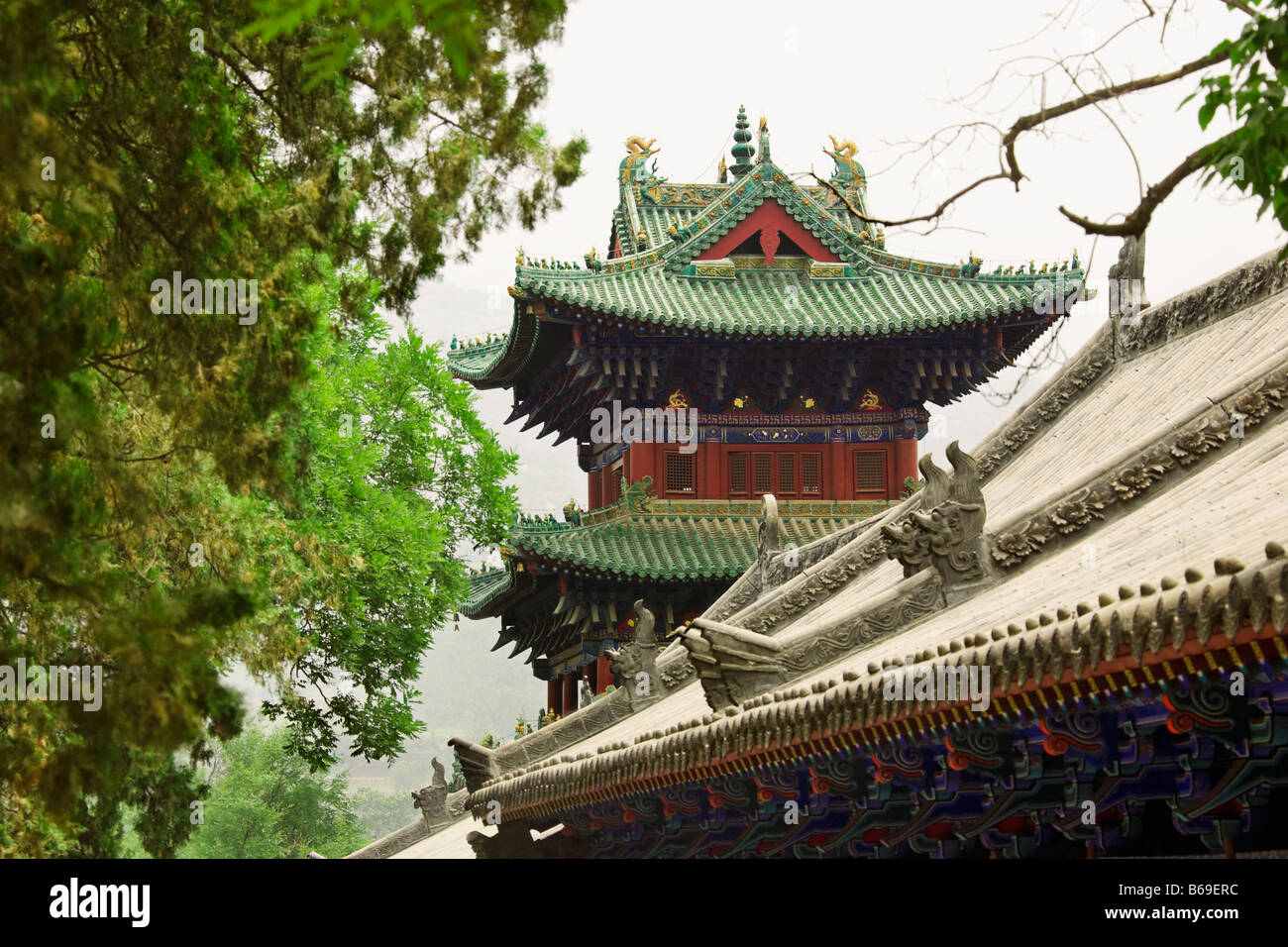 High section view of a temple, Shaolin Monastery, Henan Province, China Stock Photo - Alamy
