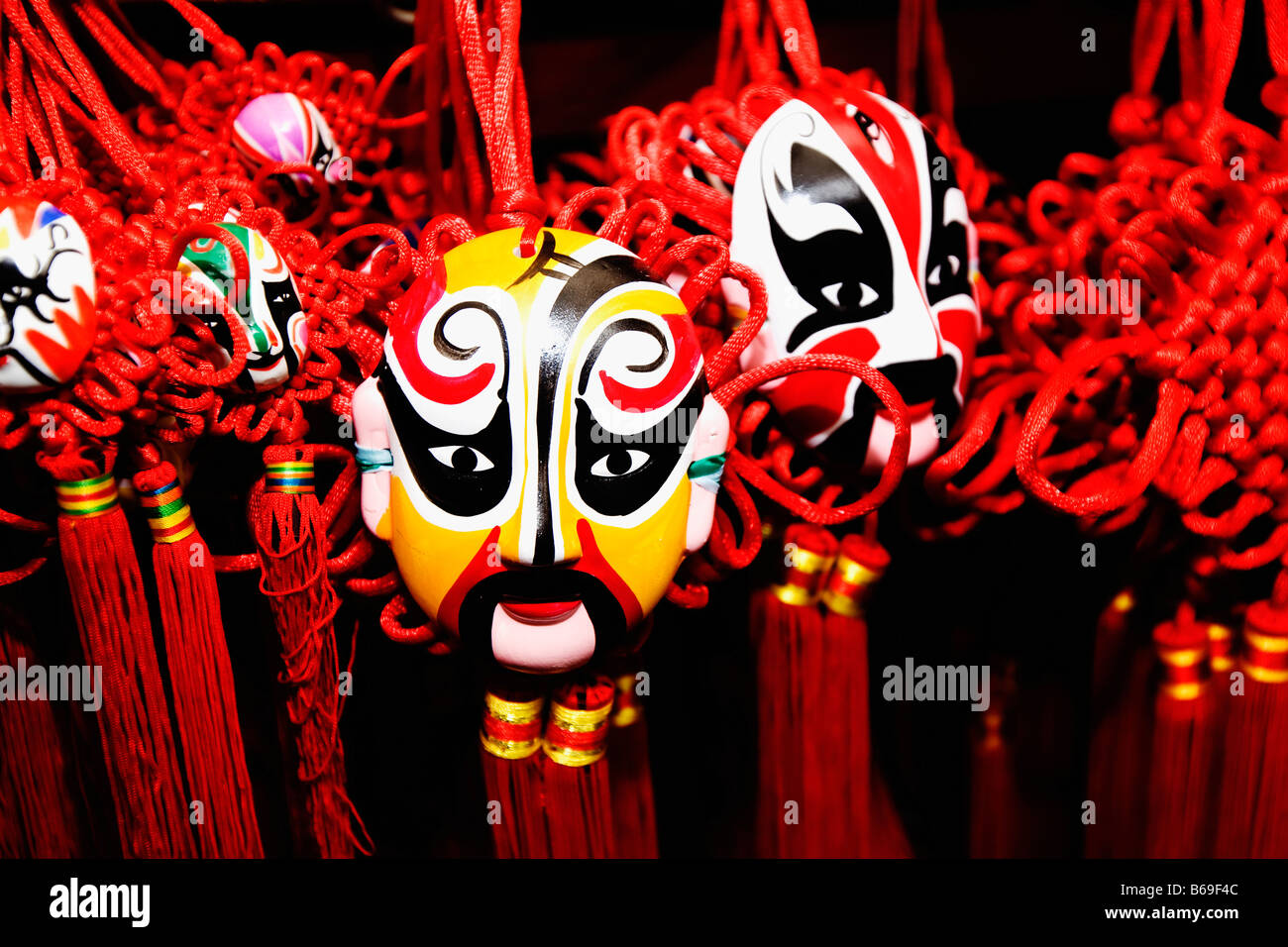 Close-up of Chinese opera masks, Wangfujing, Dongcheng District ...
