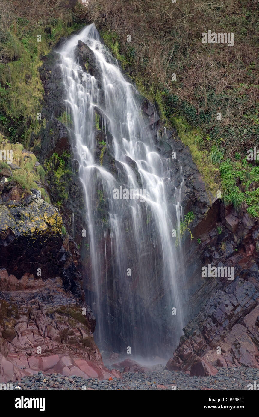 Clovelly beach waterfall hi-res stock photography and images - Alamy