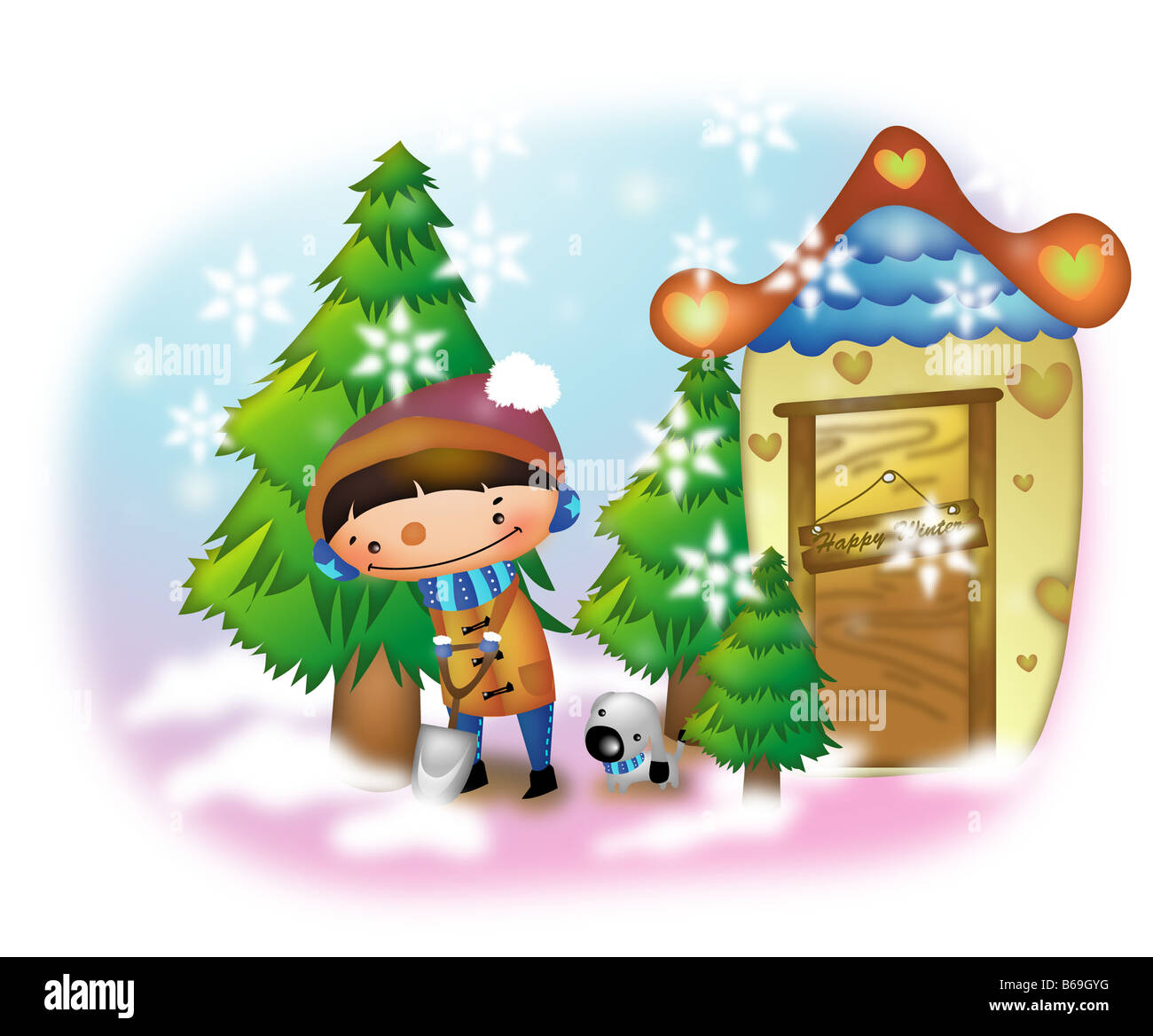 Winter landscape fence Cut Out Stock Images & Pictures - Alamy