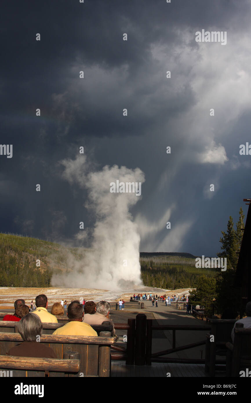 Watching old faithful erupt hi-res stock photography and images - Alamy