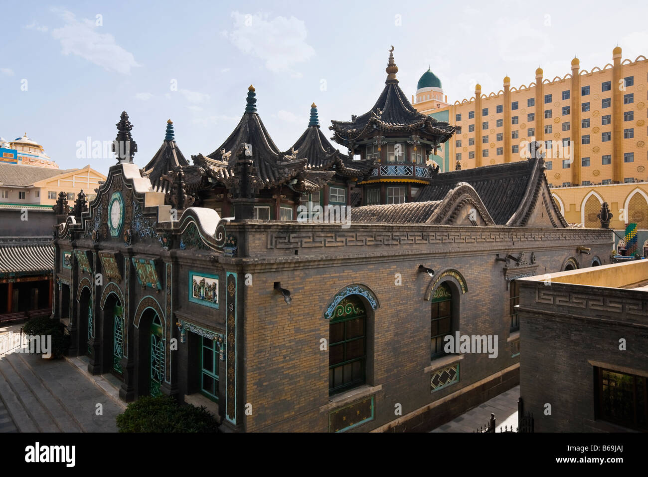 High angle view of a mosque, Great Mosque, Hohhot, Inner Mongolia ...