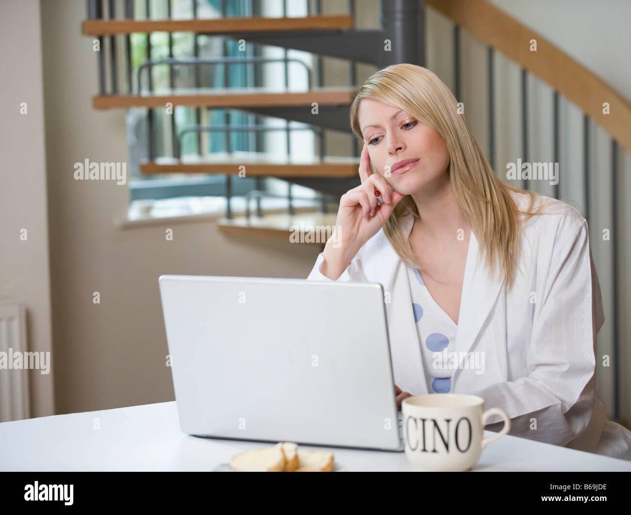 Female working in the morning Stock Photo - Alamy