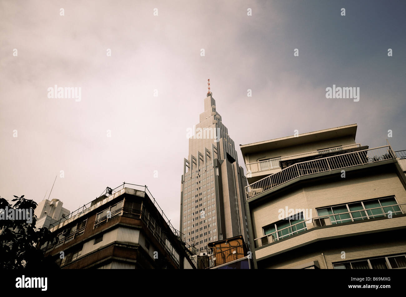 NTT DoCoMo Yoyogi Building in the background of Shinjuku buidings ...