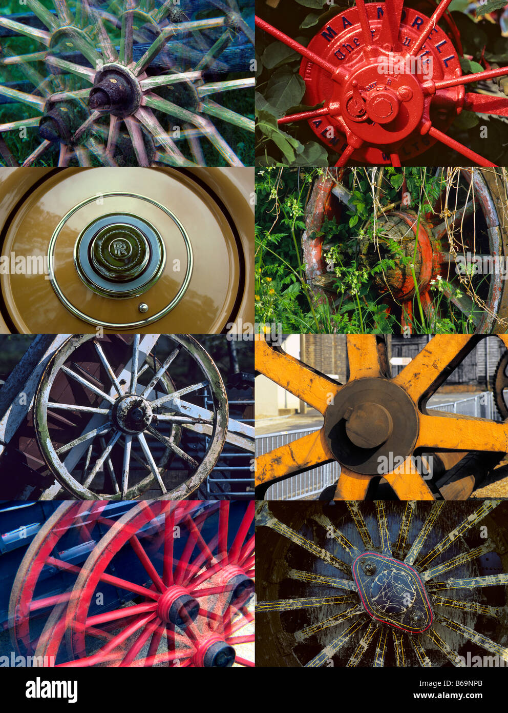 Multiple 8 x Image vertical format montage - Wheels Stock Photo - Alamy