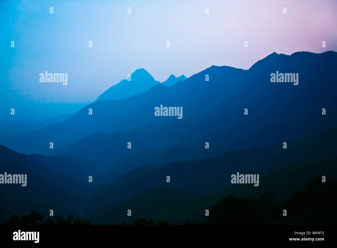 Mountain covered with fog, Shaolin Monastery, Henan Province, China ...