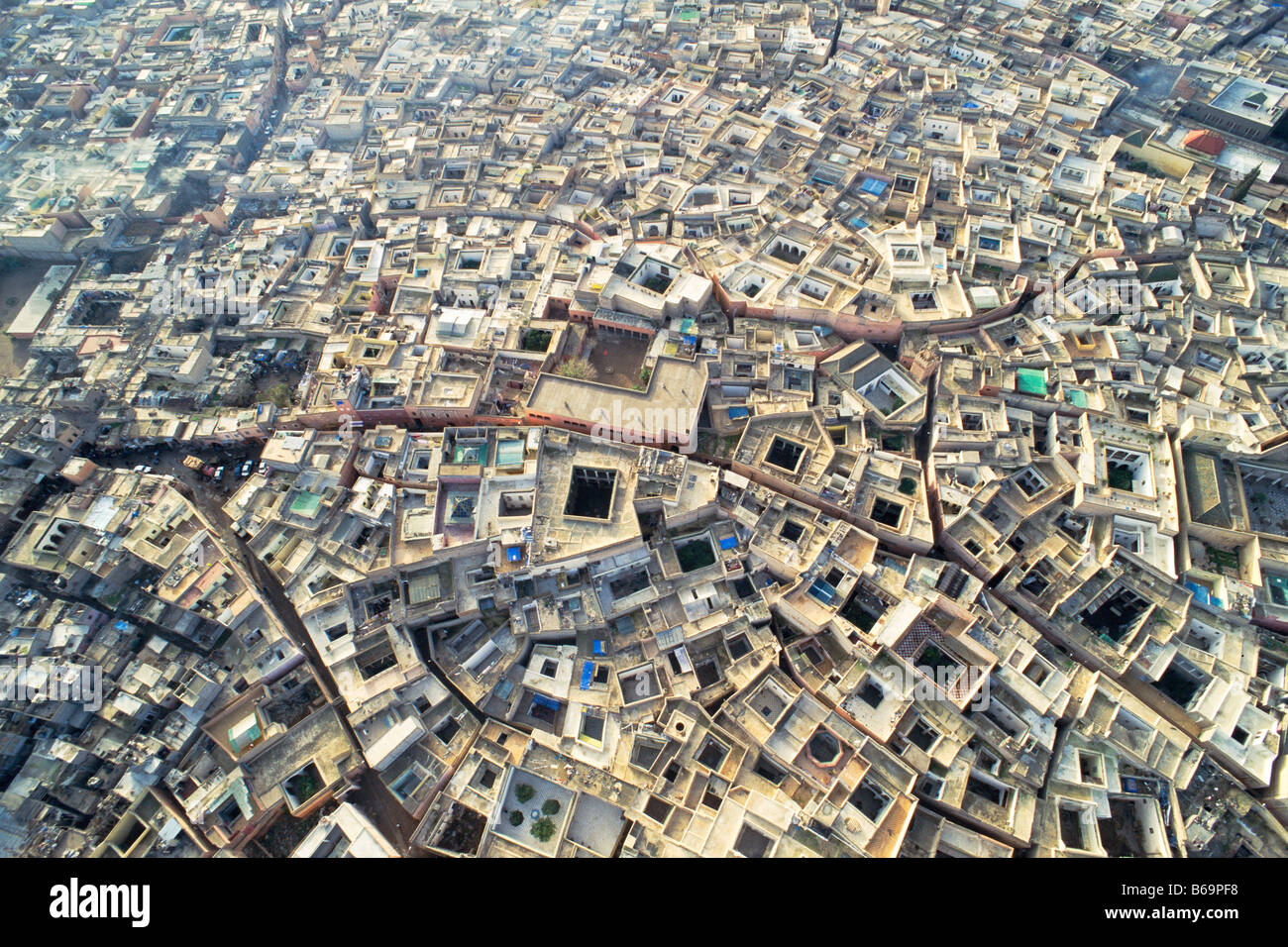 Aerial view of houses and streets of central Marrakesh Marrakech ...