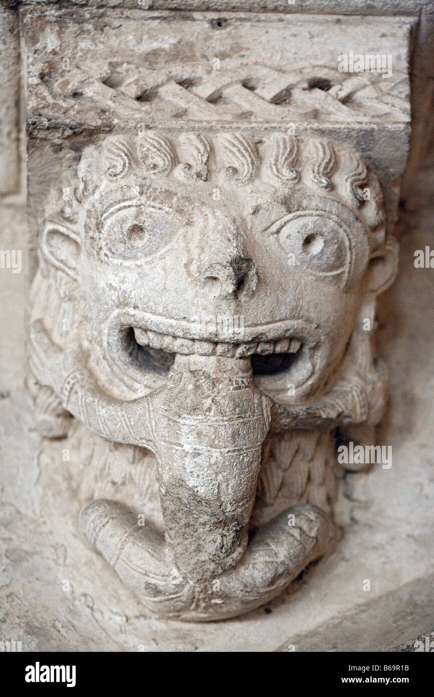 Stone Romanesque sculpture, cloister of Montmajour abbey (12 century ...