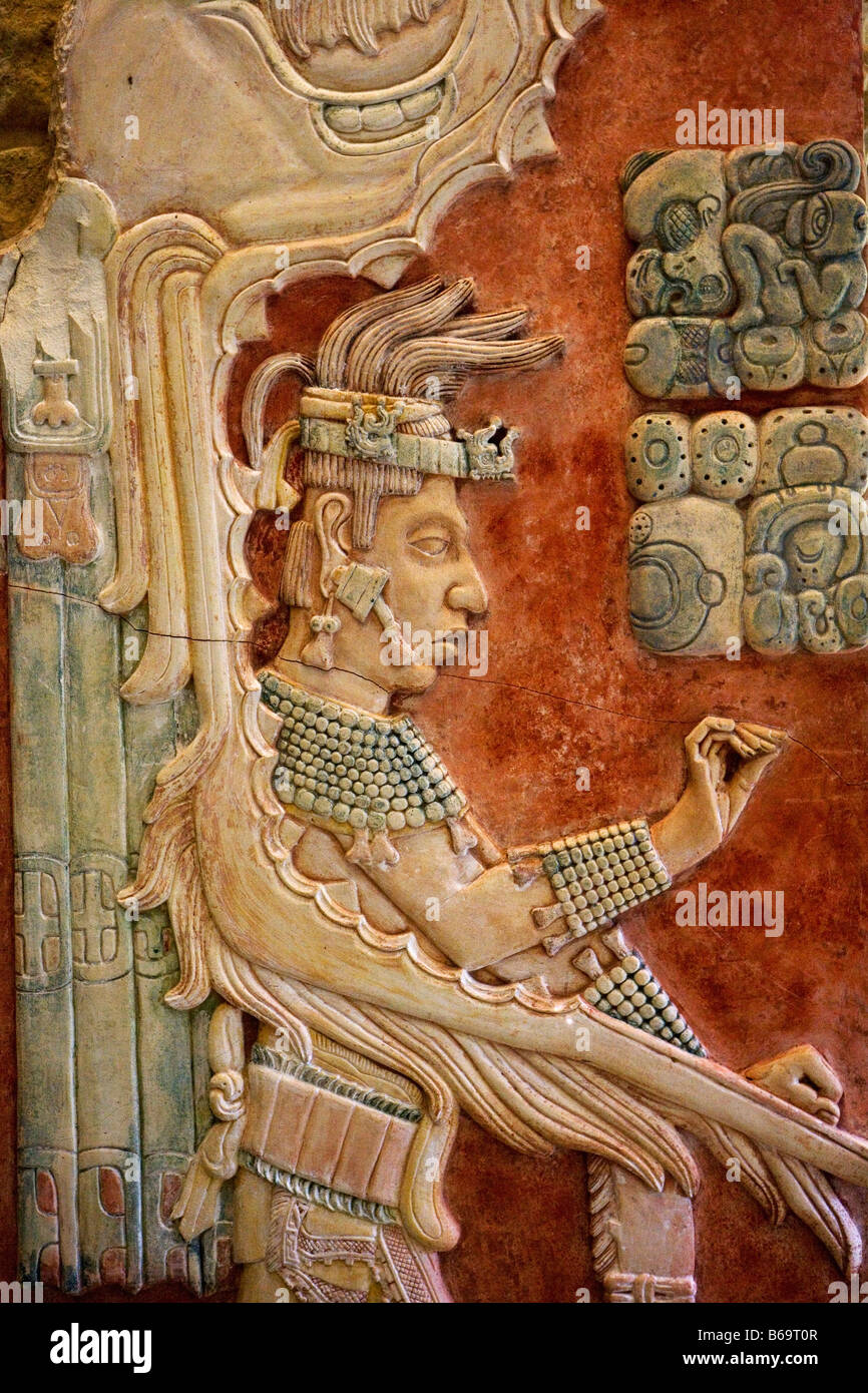 Mexico, Chiapas, Palenque, Maya ruins. Artwork carvings Stock Photo - Alamy