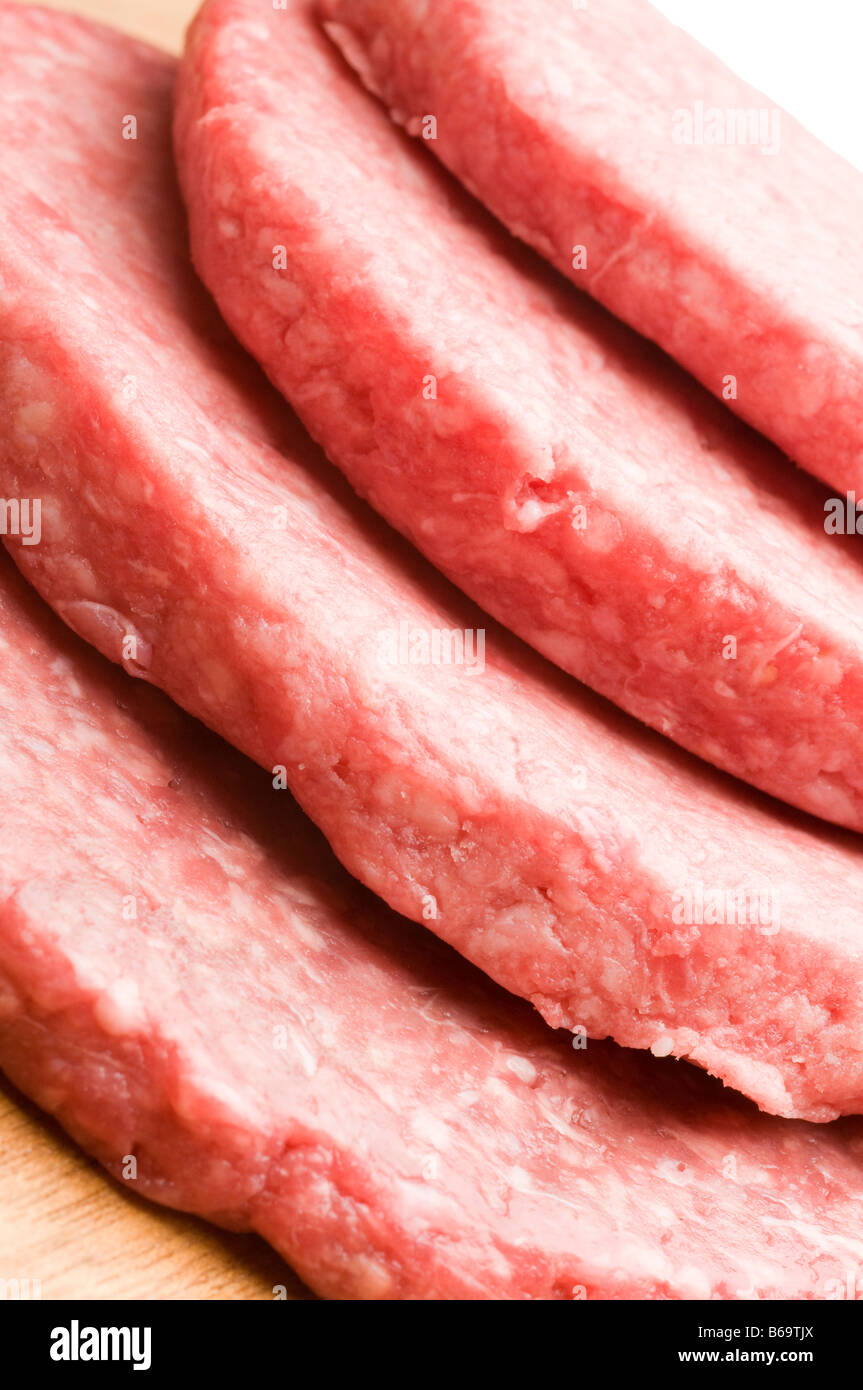 hamburger chopped meat patties raw 1 4 pound Stock Photo - Alamy