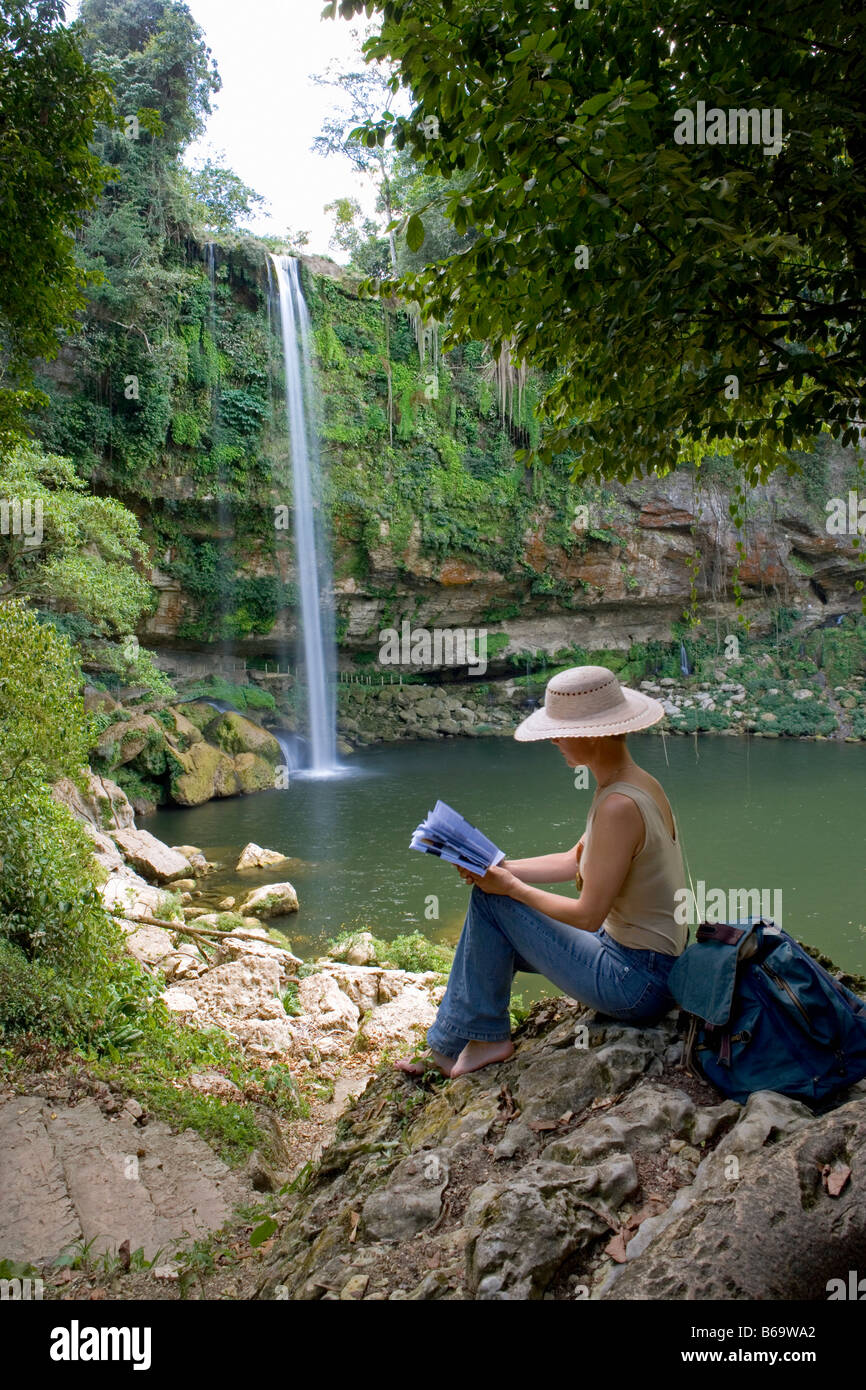 Mexico, Chiapas, near Palenque, Misol-Hal National Park. Waterfall ...